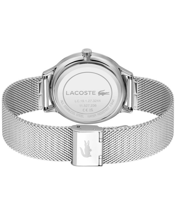 Lacoste Men's Lacoste Club Silver-Tone Stainless Steel Mesh Bracelet ...