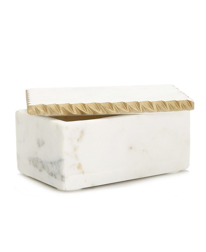 Classic Touch Marble Decorative Box with Cover Dimensional Border Set ...