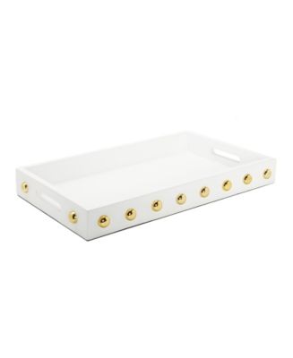 Classic Touch Decorative Serving Tray with Shiny Ball Design, 16" x 10 ...