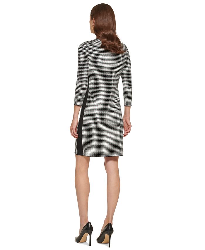 DKNY Houndstooth Jewel-Neck Sheath Dress - Macy's