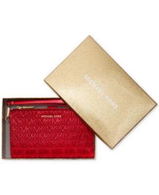 Logo Jet Set Double Zip Wristlet In Gift Box