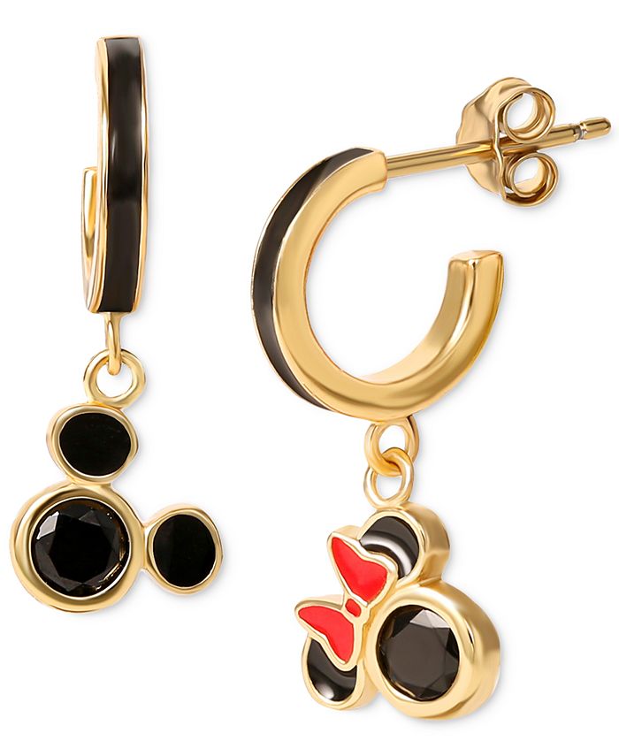 Disney Cubic Zirconia & Enamel Mickey & Minnie Mouse Dangle Mismatch ...