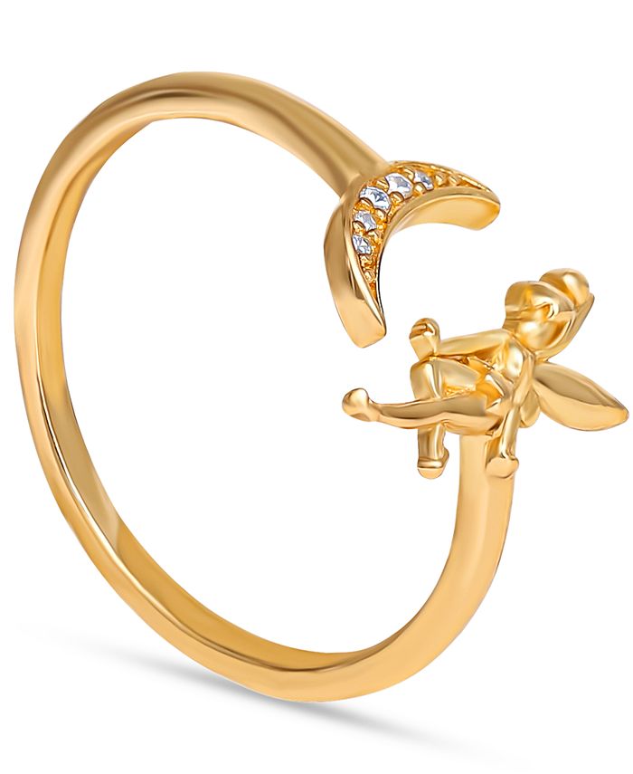 Disney Cubic Zirconia Tinkerbell Moon Cuff Ring in 18k Gold-Plated ...