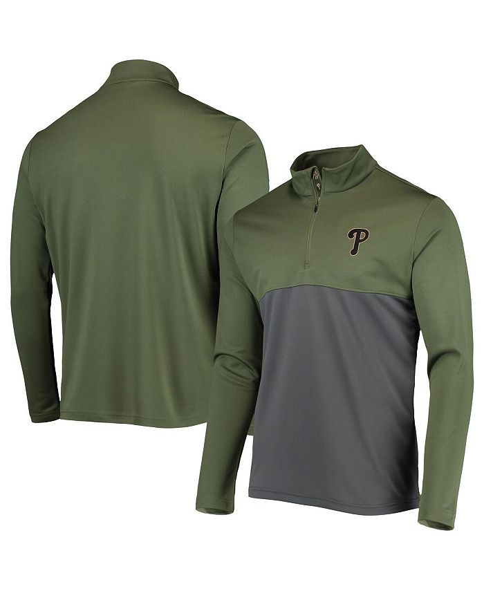 LevelWear Men's Olive Philadelphia Phillies Delta Pursue Quarter-Zip ...