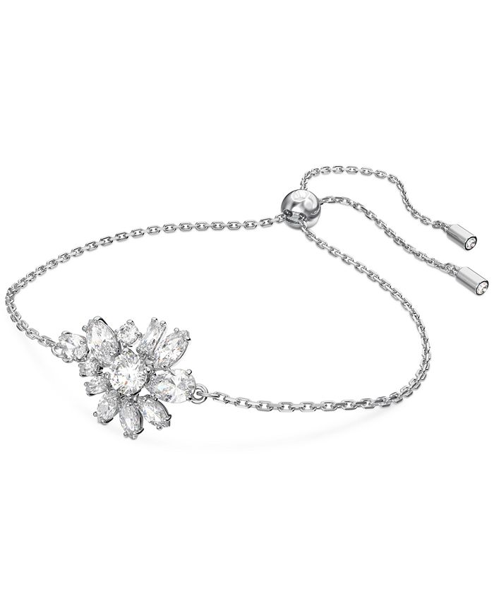 Swarovski Silver-Tone Gema Crystal Flower Bracelet - Macy's