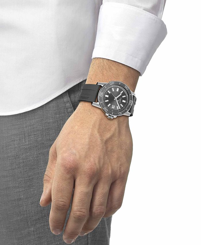 Tissot Men's Swiss Supersport Gray Rubber Strap Watch 44mm - Macy's