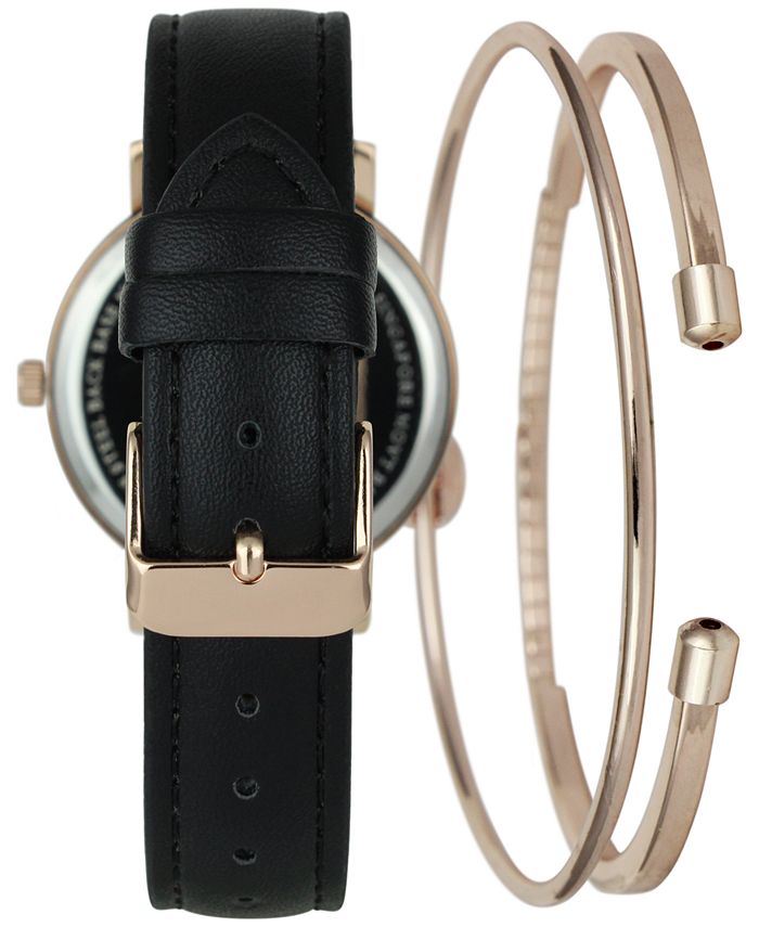 INC International Concepts Women's Black Strap Watch 38mm Gift Set ...