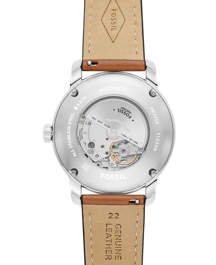 Fossil Men's Heritage Automatic Brown Leather Strap Watch 43mm - Macy's Fossil Men's Heritage Automatic Brown Leather Strap Watch 43mm - Macy's