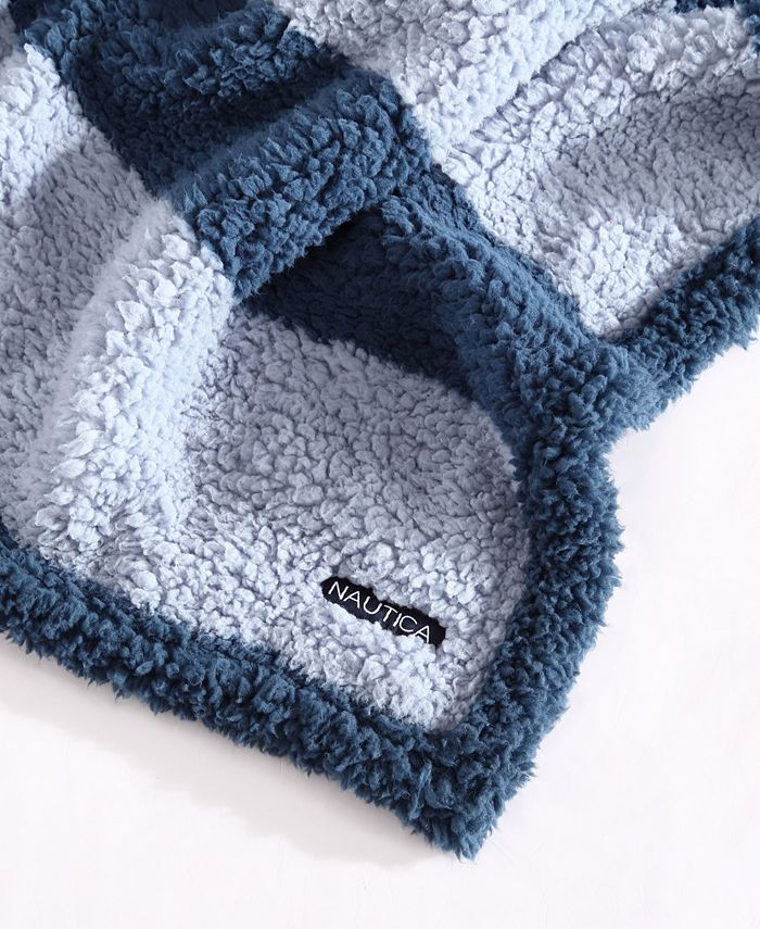 Nautica Lawndale Sherpa Reversible Throw Blanket, 60" x 50" - Macy's