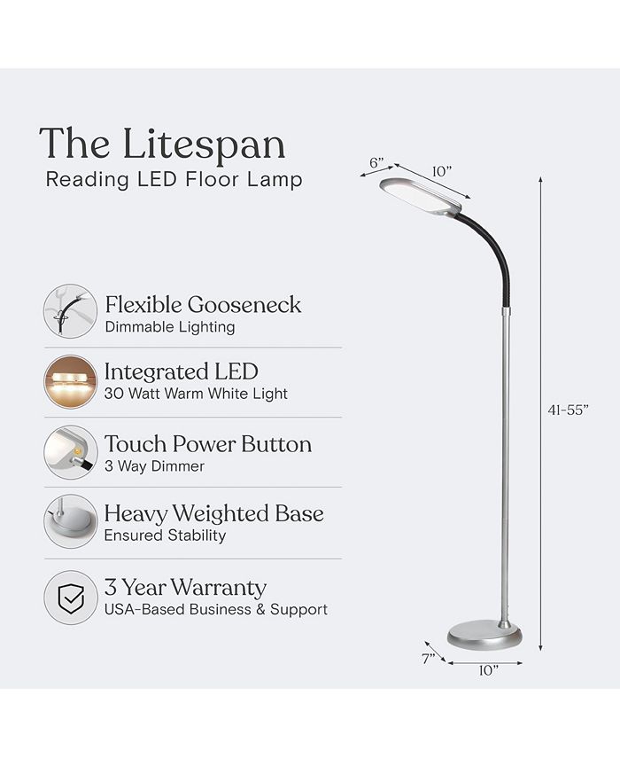 Brightech Litespan LED Gooseneck Floor Lamp with Adjustable Head ...