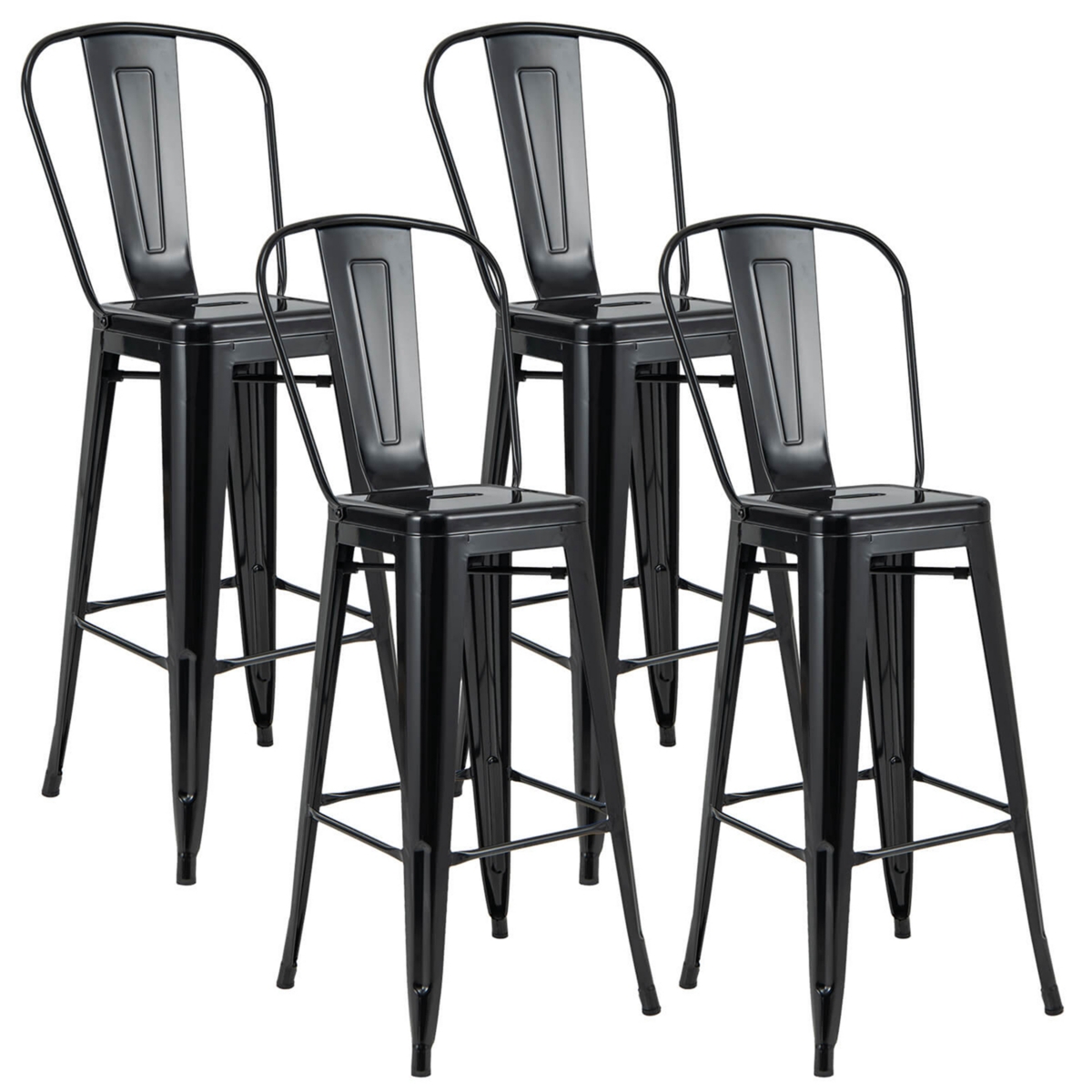 Click here for Costway Set of 4 High Back Metal Stool 30 Seat Bar... prices