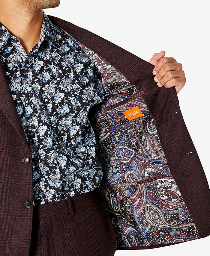 Tallia Men's Slim-Fit Red Plaid Wool Suit Jacket & Reviews - Suits ...