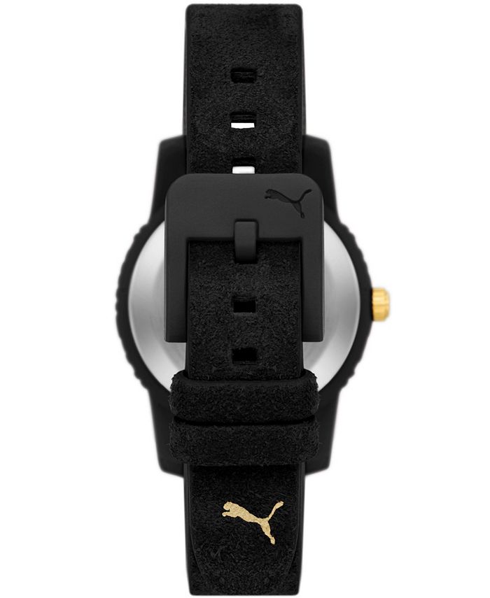 Puma Women's Ultrafresh Three-Hand Black Suede Leather Strap Watch 36mm ...