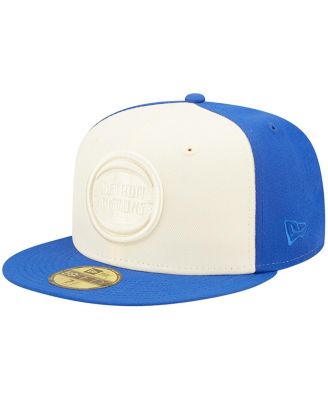 Men's New Era Cream, Blue Detroit Pistons Cork Two-Tone 59FIFTY Fitted ...