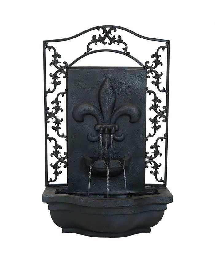 Sunnydaze Decor French Lily Polystone Outdoor Solar Wall Fountain ...