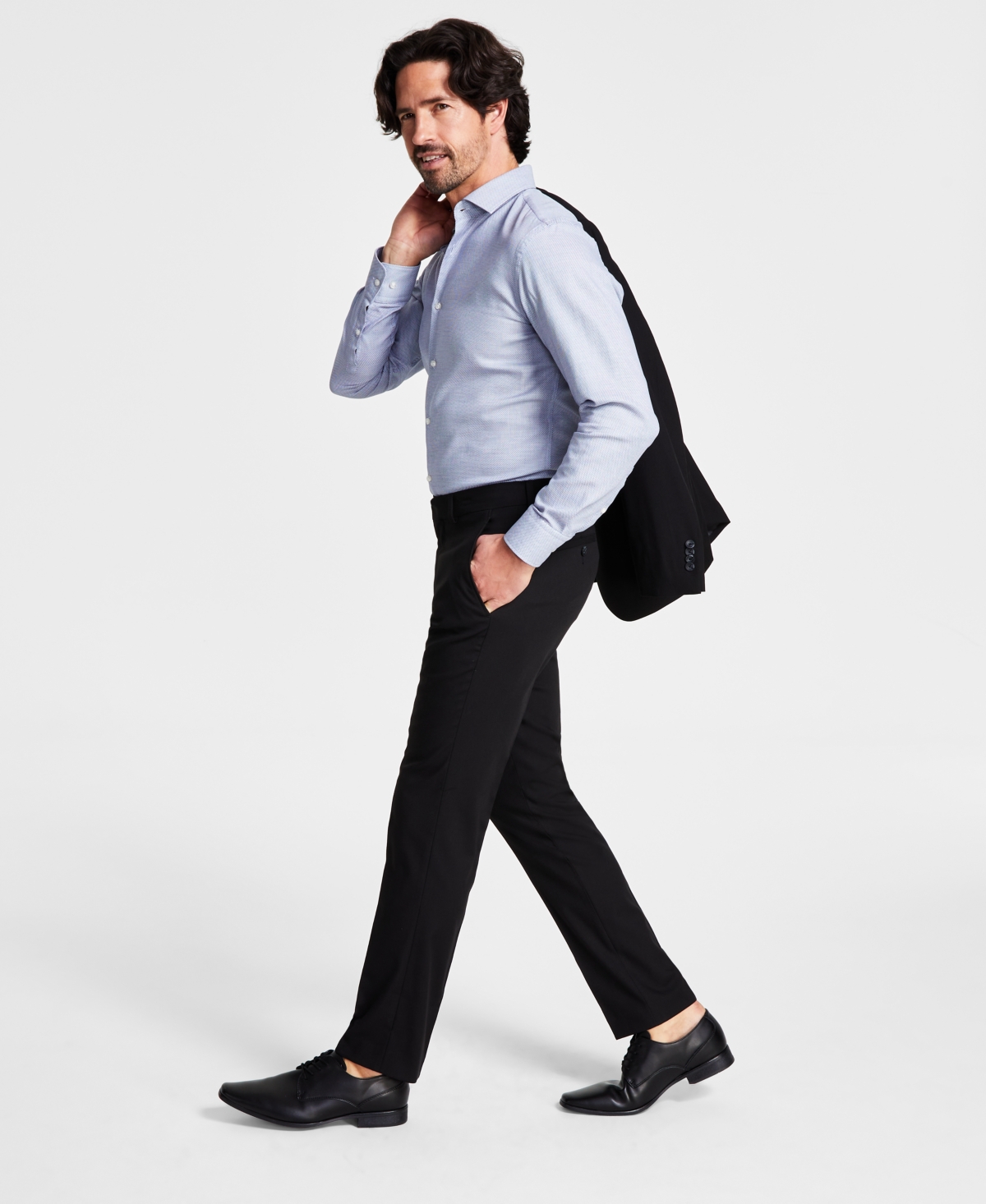 Kenneth Cole Reaction Mens Techni-Cole Suit Separate Slim-Fit Pants - Black
