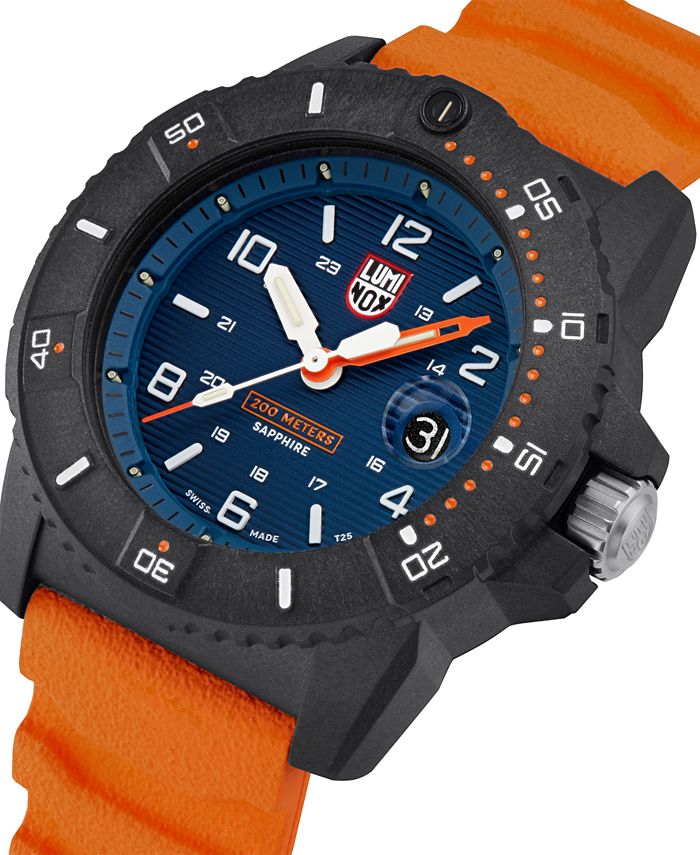 Luminox Men's Swiss Navy Seal Magnifying Glass Dive Orange Rubber Strap ...