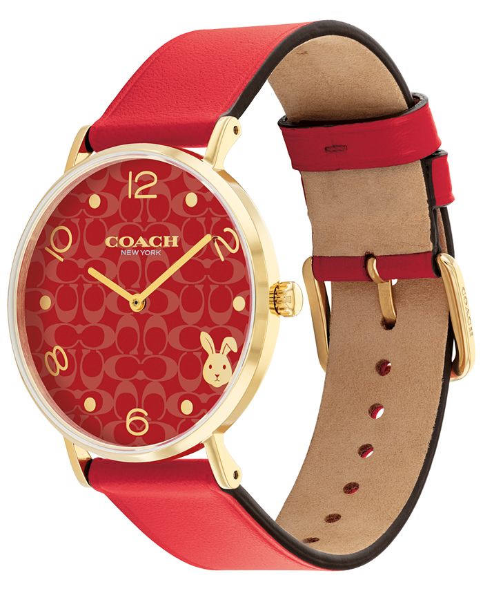 COACH Women's Perry Lunar New Year Red Leather Strap Watch, 36mm ...