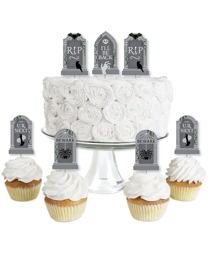 Big Dot of Happiness Creepy Cemetery - Dessert Cupcake Toppers - Spooky ...
