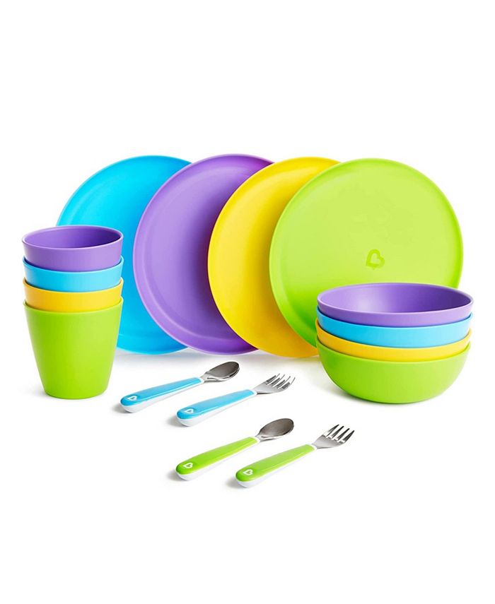 Munchkin 16 Piece Toddler Dining Set, Includes Plates, Bowls, Cups and ...