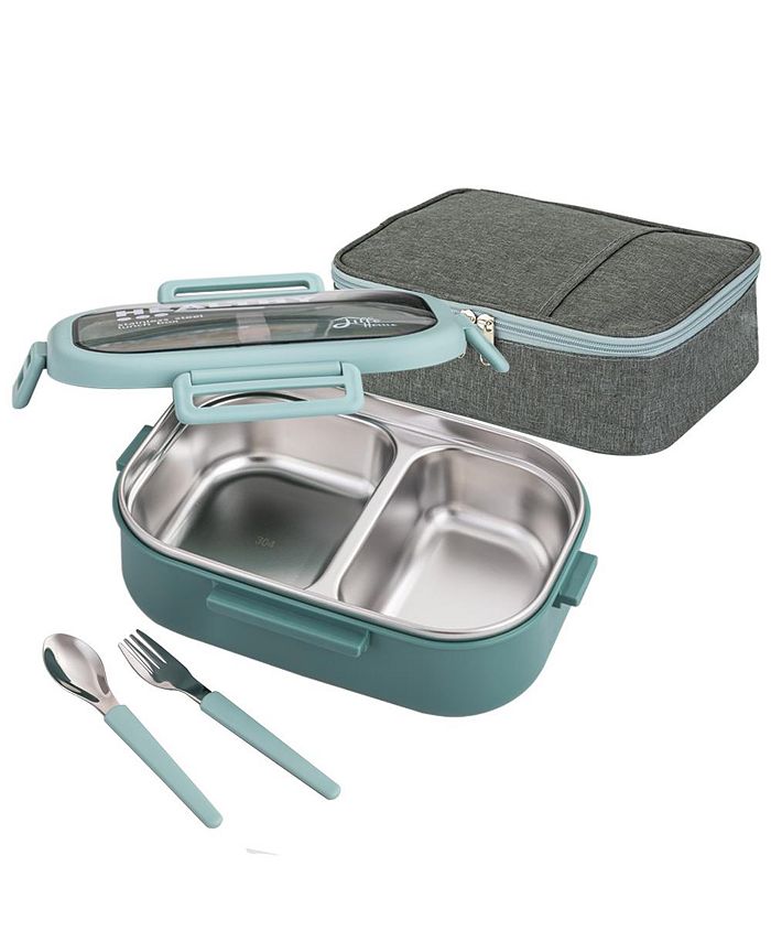 Lille Home 28OZ Compartment Bento Lunch Box With Lunch Bag And Cutlery ...