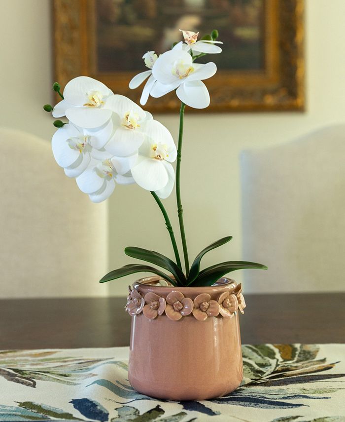 Flora Bunda Real-Touch Orchids in Floral Pot, 13" - Macy's
