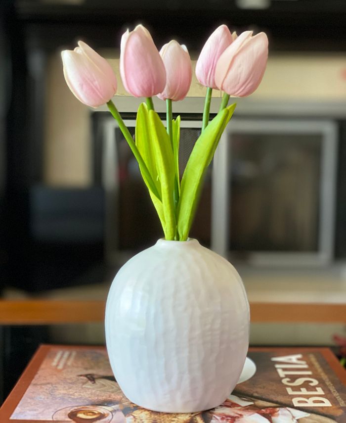 Flora Bunda Real-Touch Tulips in Vase, 11.25" - Macy's