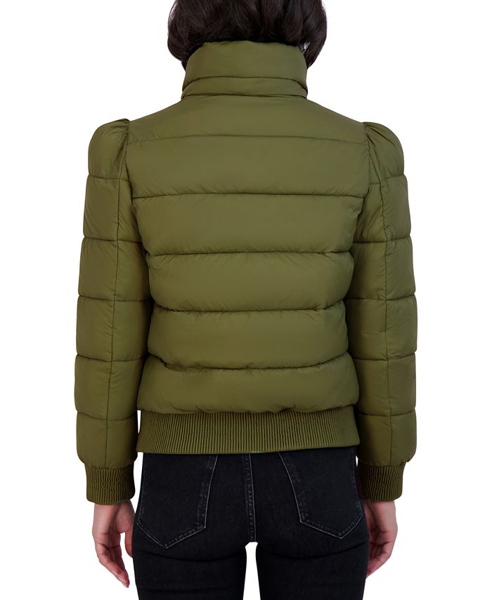 Tahari Women's Hooded Puff-Shoulder Bomber Puffer Coat & Reviews ...