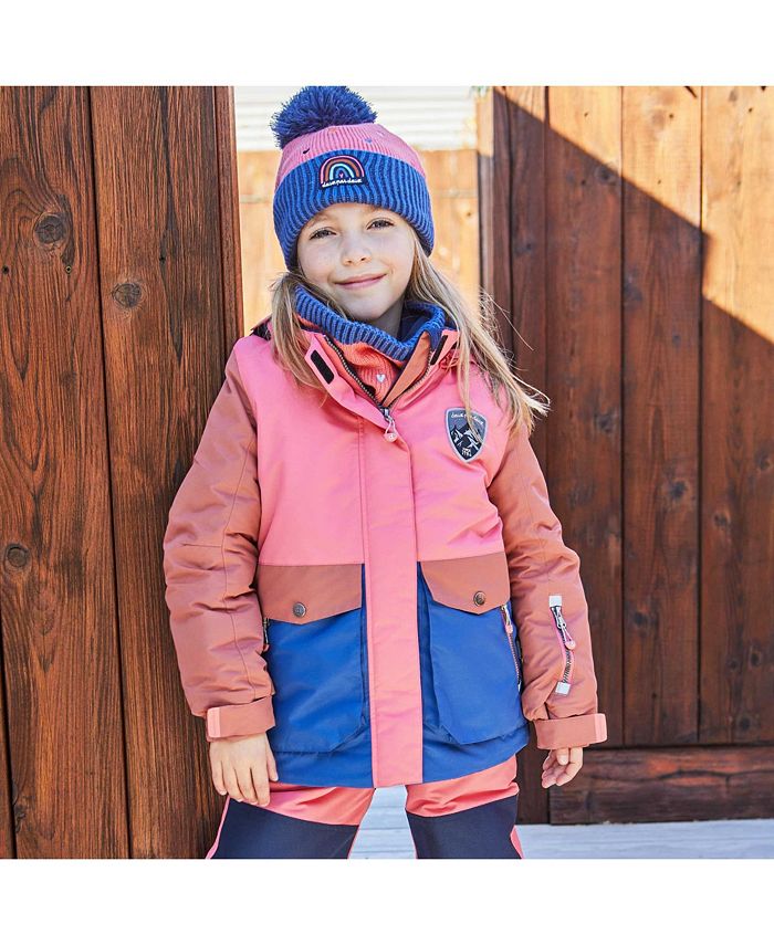 Deux par Deux Girl Two Piece Snowsuit Colorblock Jacket With Solid ...