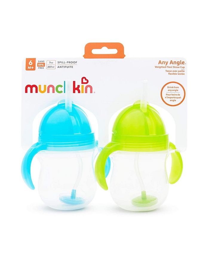 Munchkin Click Lock Weighted Straw Cup, 7 Ounce, Blue/Green, Pack of 2 ...