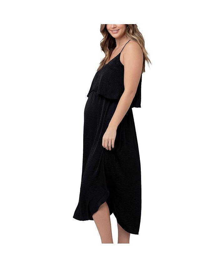 Ripe Maternity Maternity Nursing Slip Satin Dress Black - Macy's
