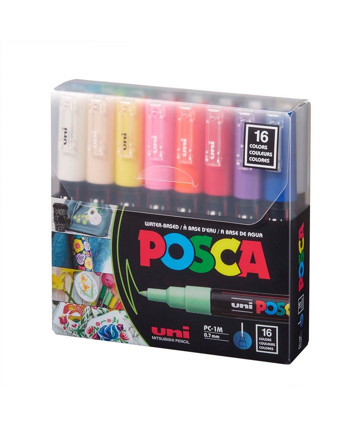 POSCA 16 Piece Color Paint Extra Fine Marker Set, 1 ml - Macy's