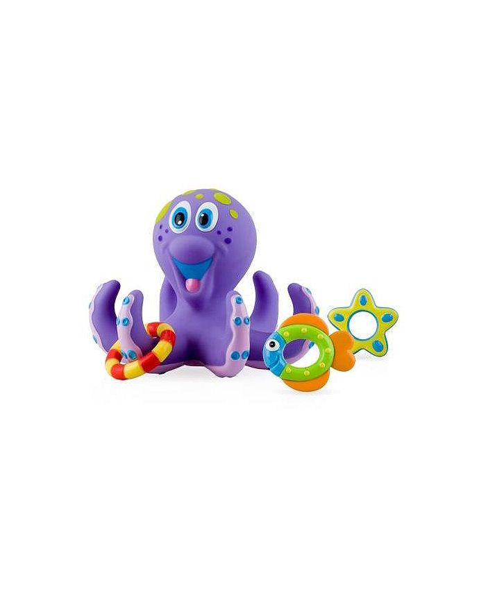 Nuby Floating Purple Octopus with 3 Hoopla Rings Interactive Bath Toy ...