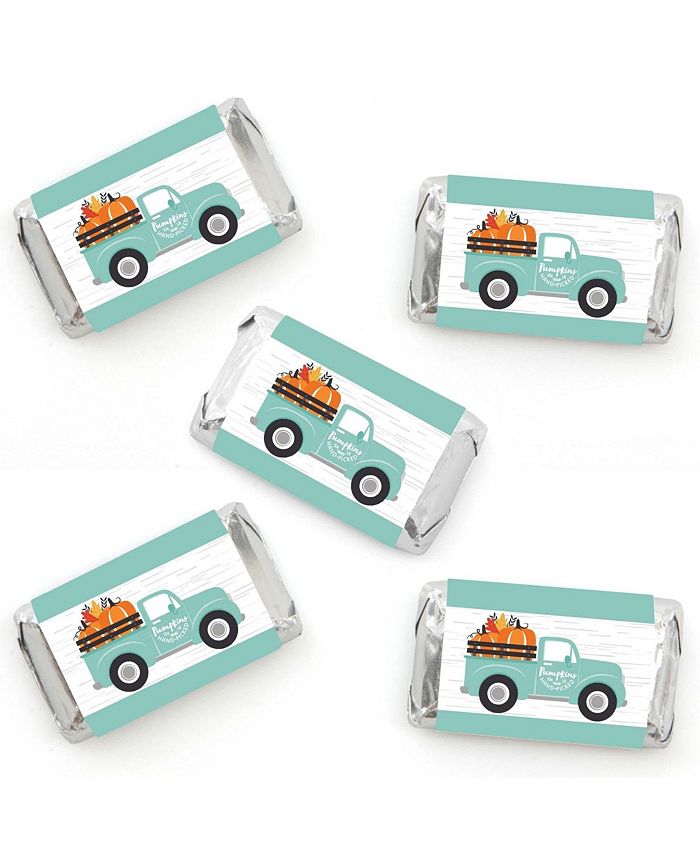 Big Dot of Happiness Happy Fall Truck - Mini Candy Bar Wrapper Stickers ...