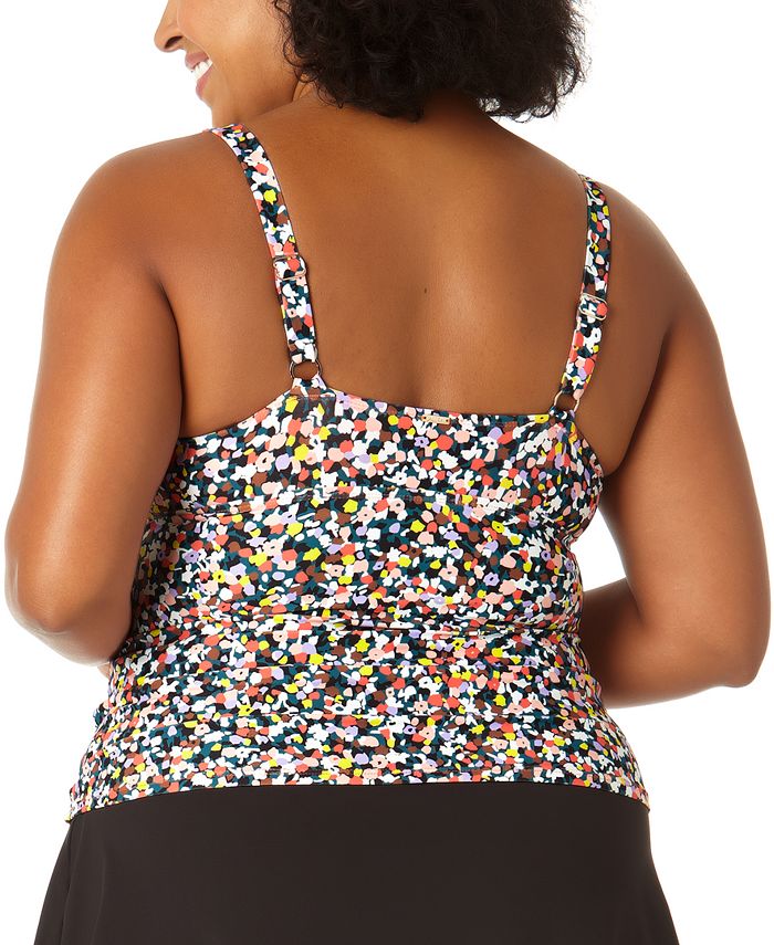 Anne Cole Plus Size Twisted Printed Tankini Top - Macy's