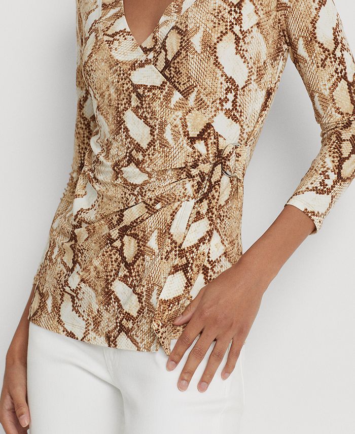 Lauren Ralph Lauren Women's Printed Stretch Jersey Top - Macy's