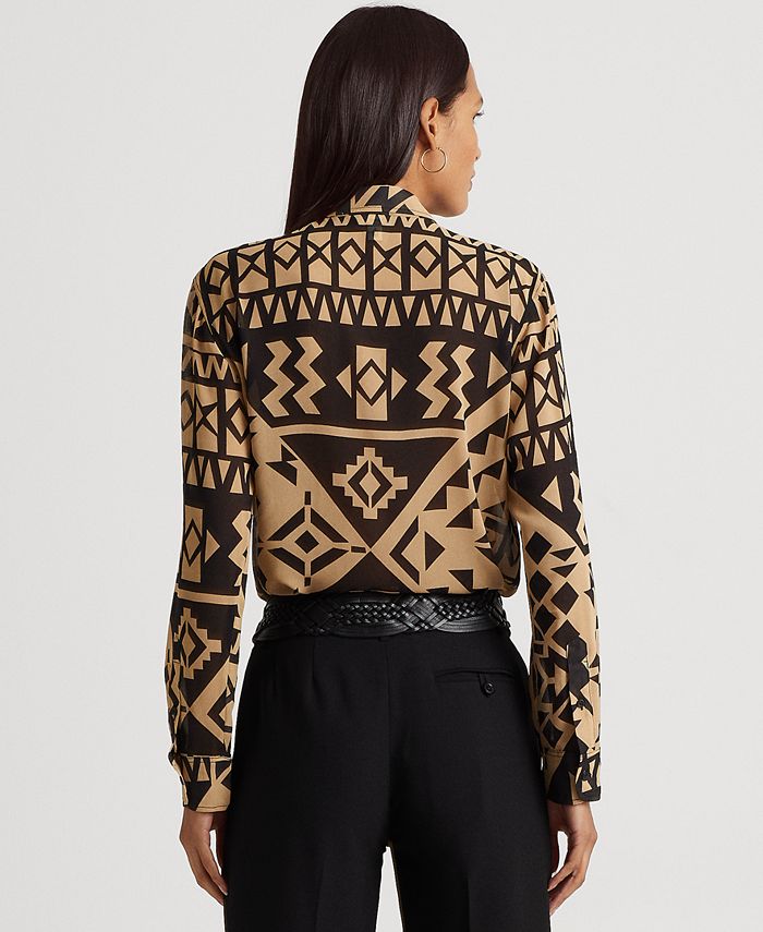 Lauren Ralph Lauren Women's Geo-Print Georgette Shirt - Macy's