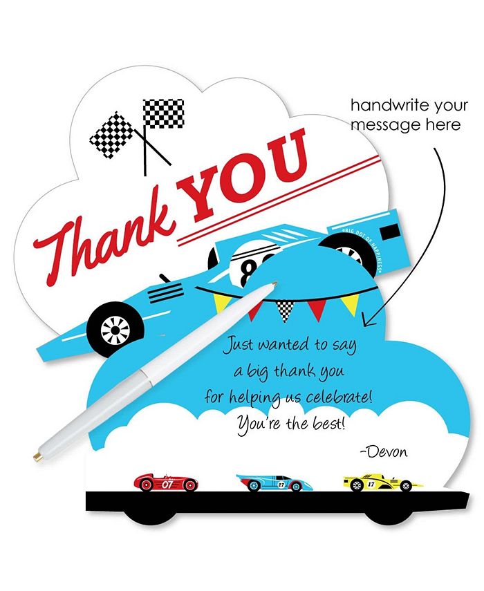 Big Dot of Happiness Let's Go Racing - Racecar - Party Shaped Thank You ...