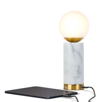 Brightech Aspen 14.5" Dimmable LED Marble Table Lamp with Charging USB ...