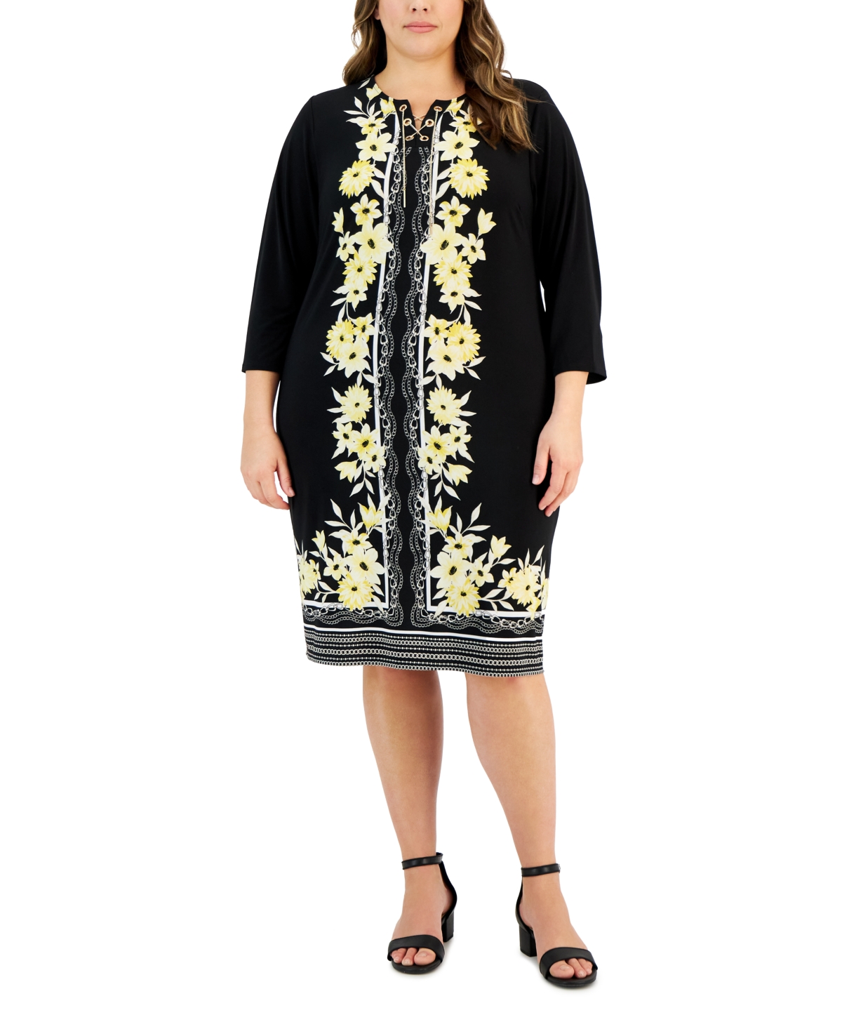 Jm Collection Plus Size A-line Dress, Created For Macy's In Deep Black ...