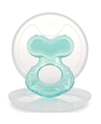 Nuby Silicone Teether with Bristles, Includes Hygienic Case, Aqua, 2 ...