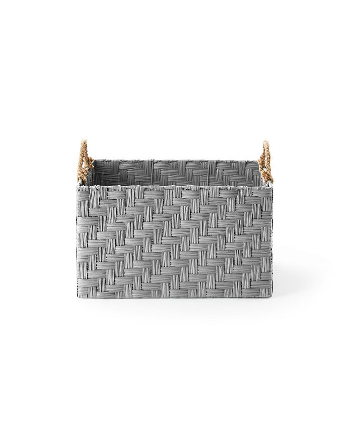 Nautica Rectangle Storage Bins with Herringbone Weave and Rope Handles ...