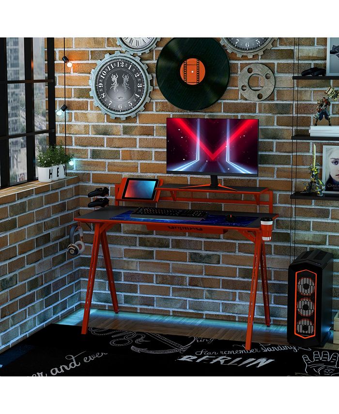 HOMCOM Steel eSports PC Gaming Station with Cable Basket and Large ...