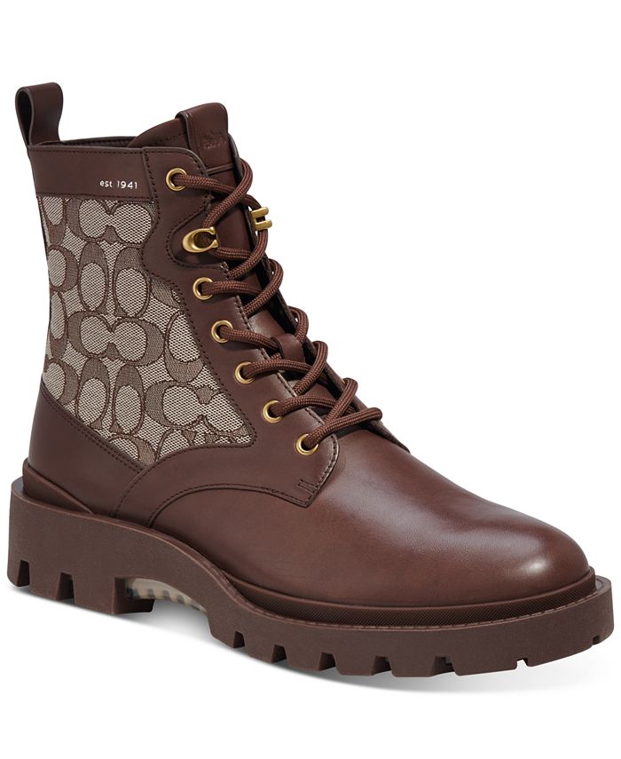 COACH Men's CitySole Leather and Signature Jacquard Boot - Macy's