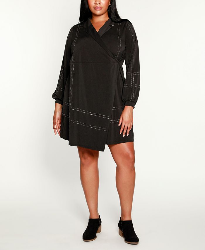 Belldini Black Label Plus Size Studded Wrap Dress - Macy's