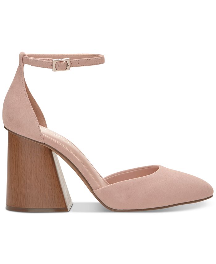Vince Camuto Women's Addilenz Ankle-Strap Flare-Heel Pumps - Macy's