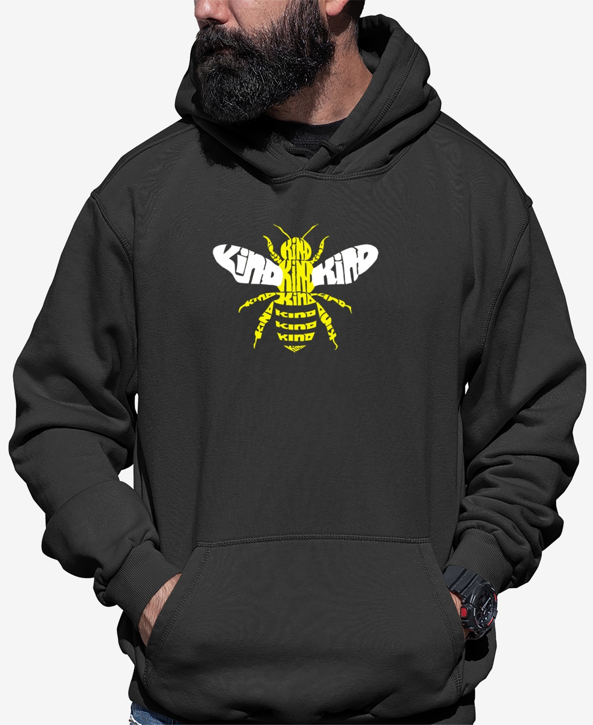 Click here for La Pop Art Mens Bee Kind Word Art Hooded Sweatshir... prices