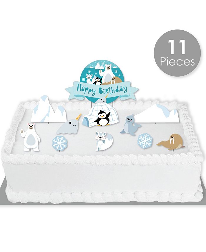 Big Dot of Happiness Arctic Polar Animals - Winter Birthday Cake ...