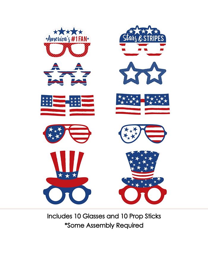 Big Dot of Happiness Stars & Stripes Glasses - Paper Patriotic Party ...
