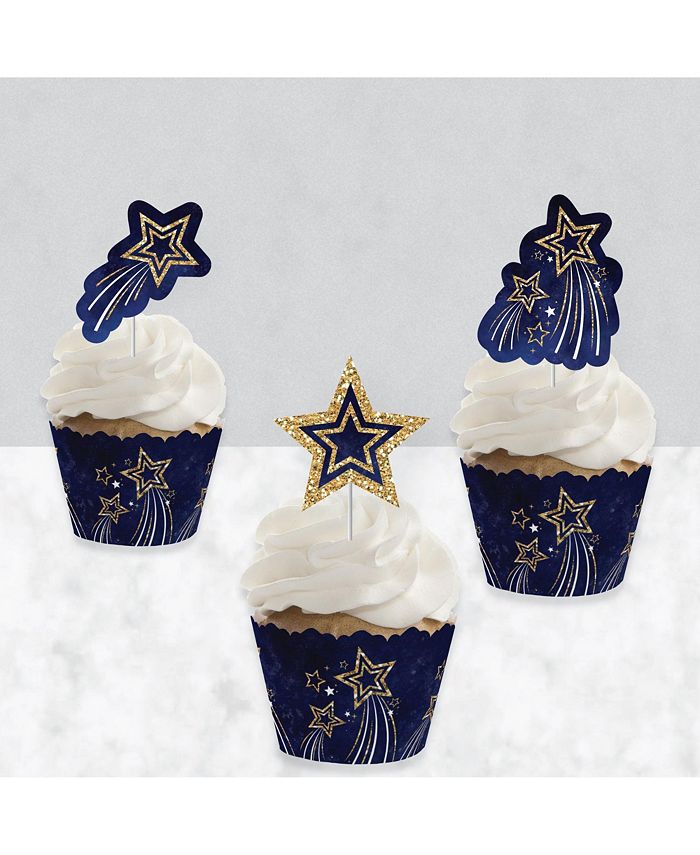 Big Dot of Happiness Starry Skies Decor Gold Celestial Party Cupcake ...